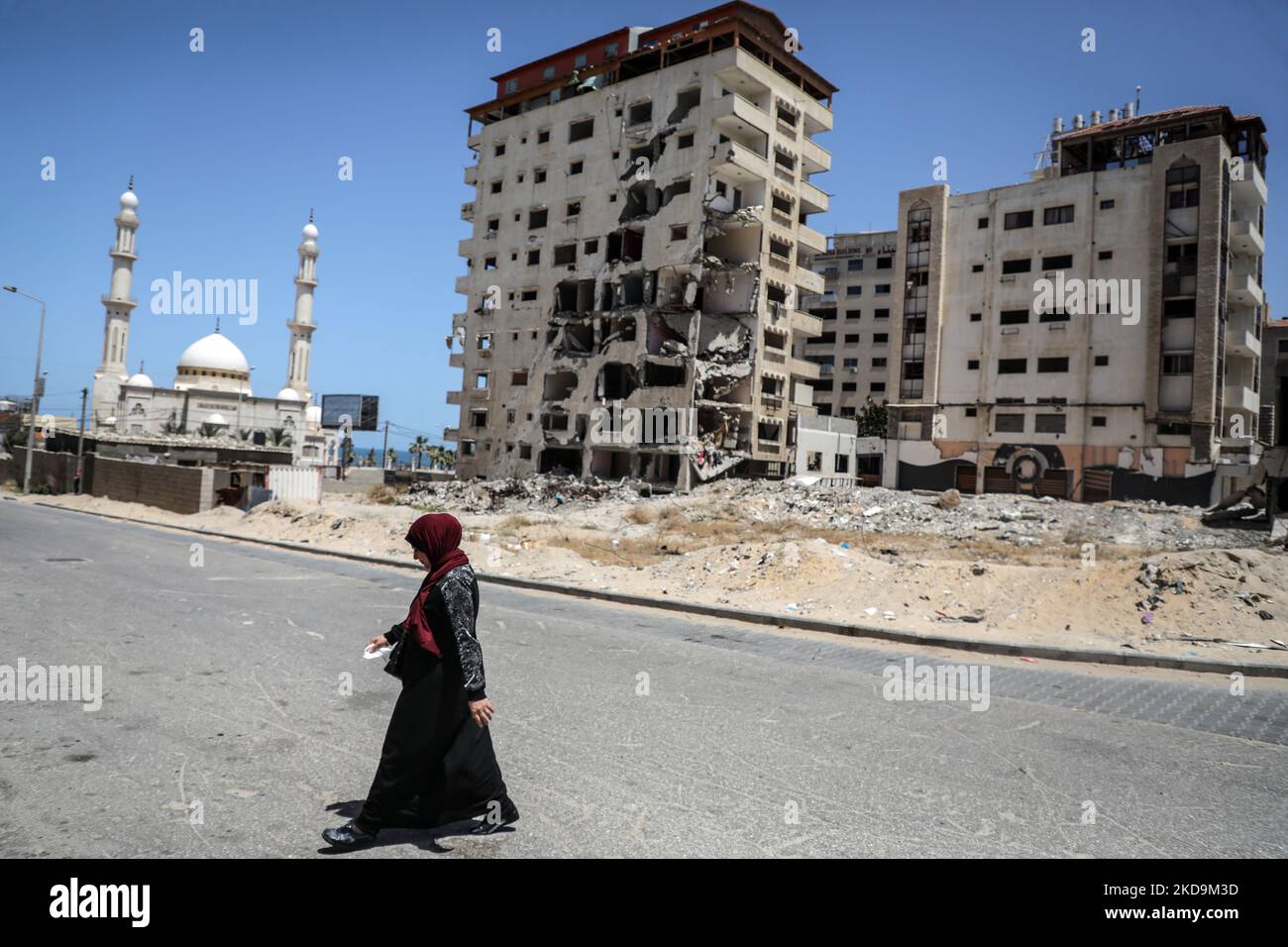 A general view shows the site of Hanadi Tower on the first anniversary ...