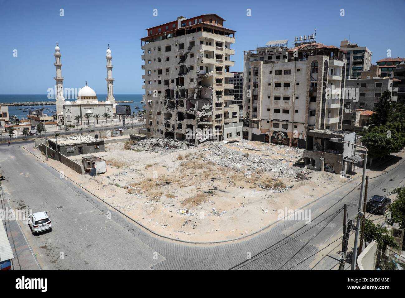 A general view shows the site of Hanadi Tower on the first anniversary ...