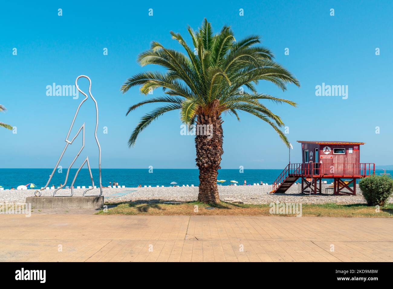 Batumi, Georgia - 30 August, 2022: People relax on the beach in Batumi ...