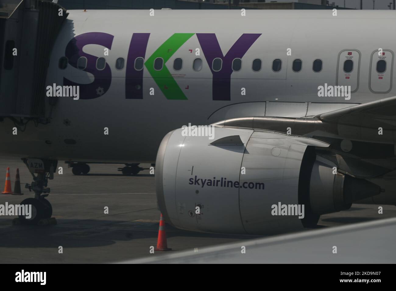SKY Airline plane seen at Jorge Chavez International Airport in Lima ...