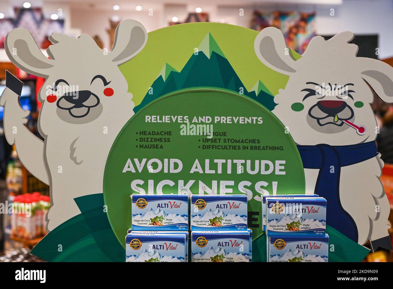 Alti Vital for high altitude sickness medication on display inside a ...