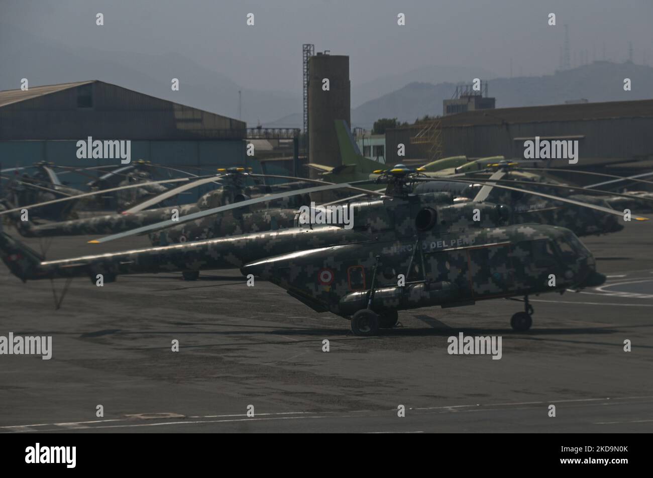 Peruvian army helicopter at Jorge Chavez International Airport in Lima ...