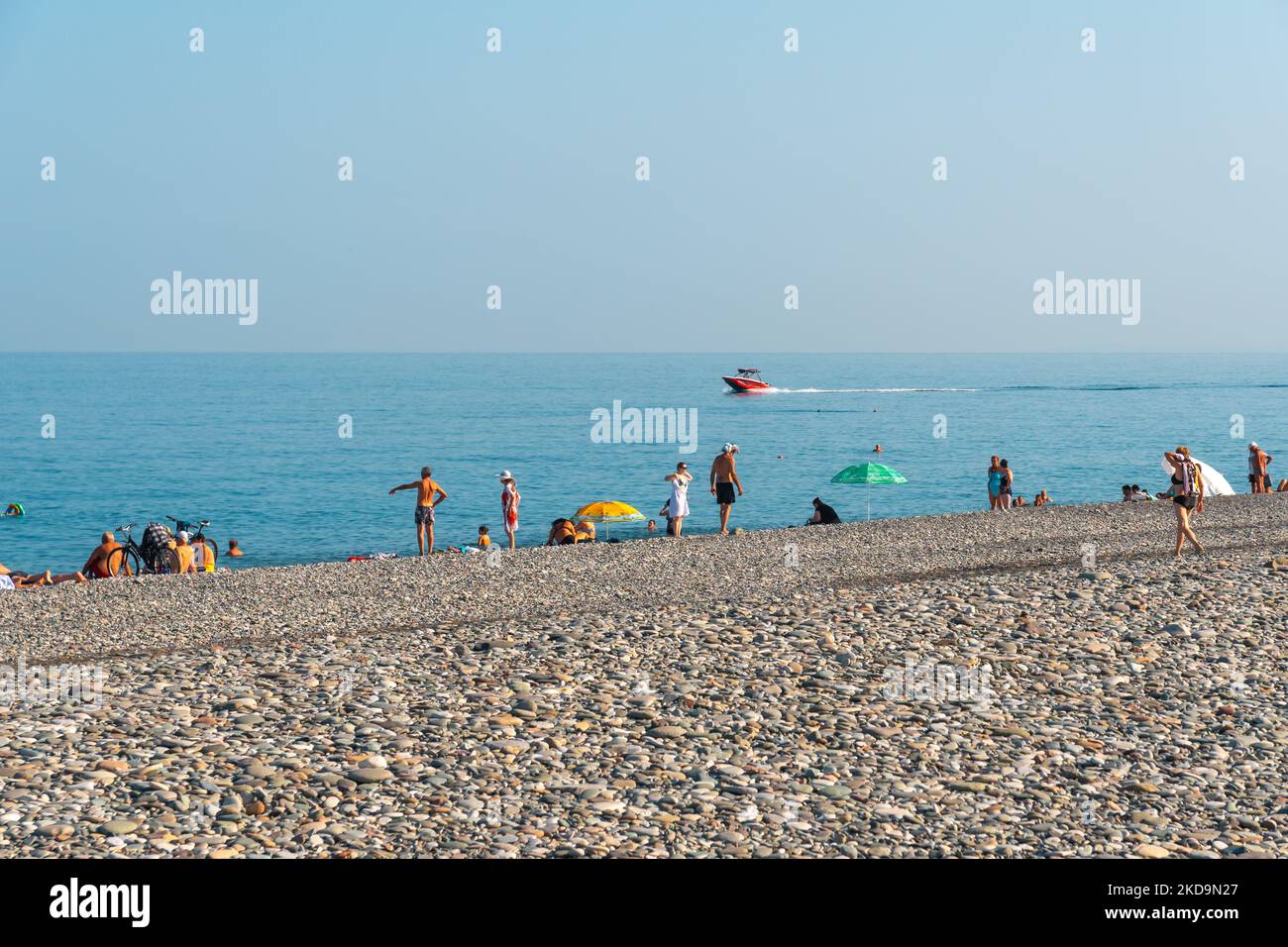 Batumi, Georgia - 30 August, 2022: People relax on the beach in Batumi ...