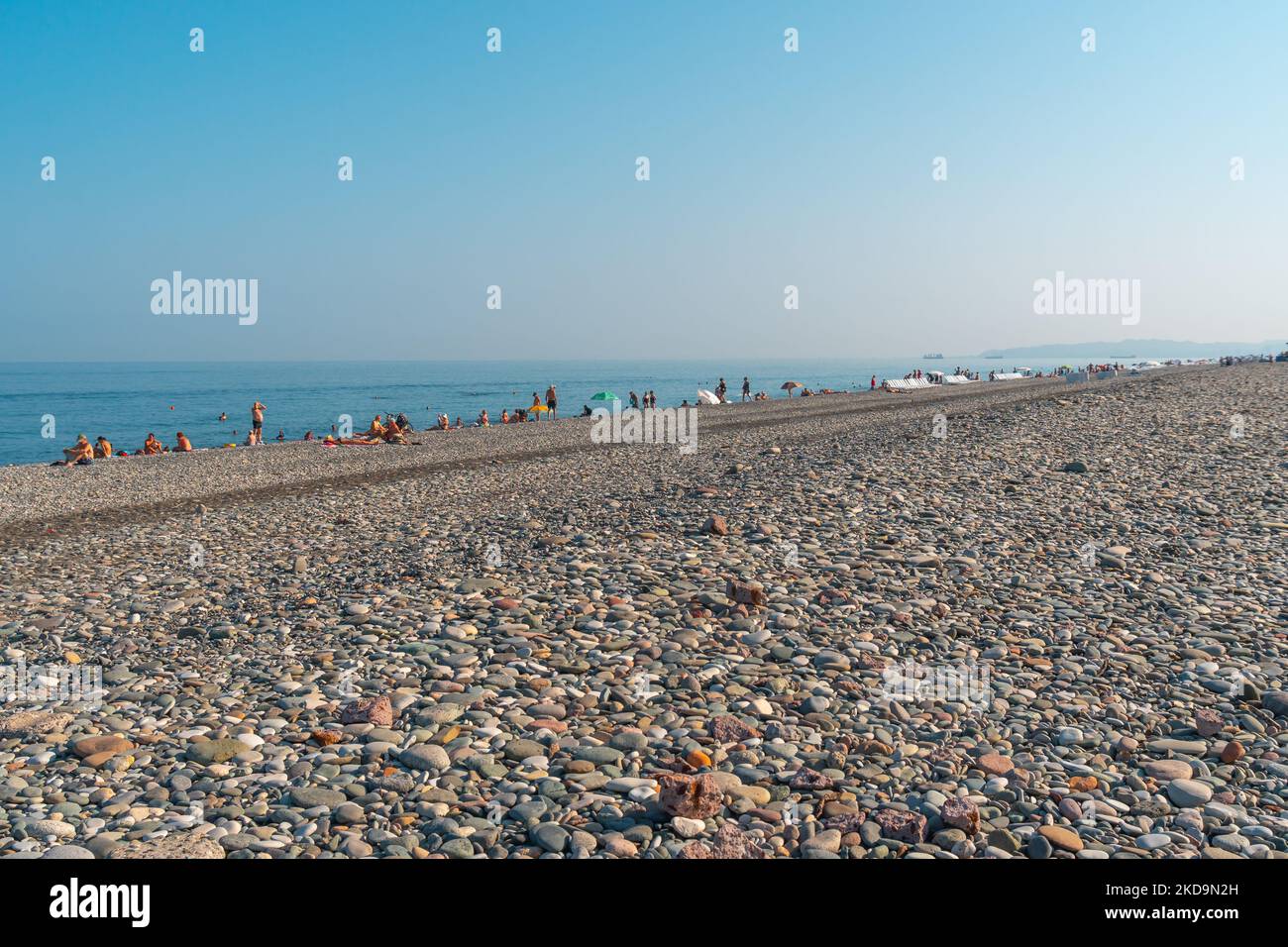 Batumi, Georgia - 30 August, 2022: People relax on the beach in Batumi ...