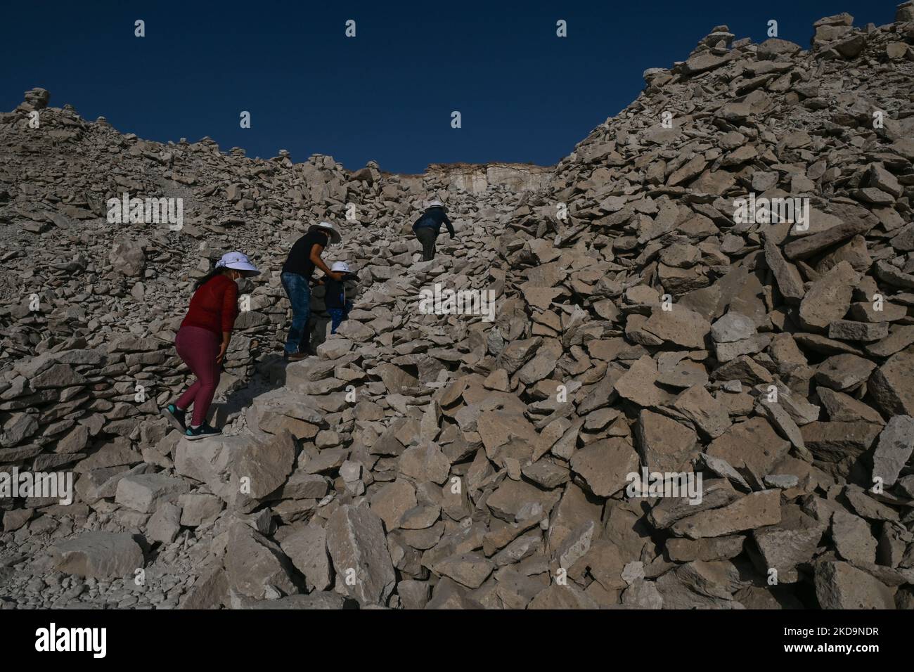 Visitors seen inside Añashuayco Sillar Quarries, on the Sillar Route in ...