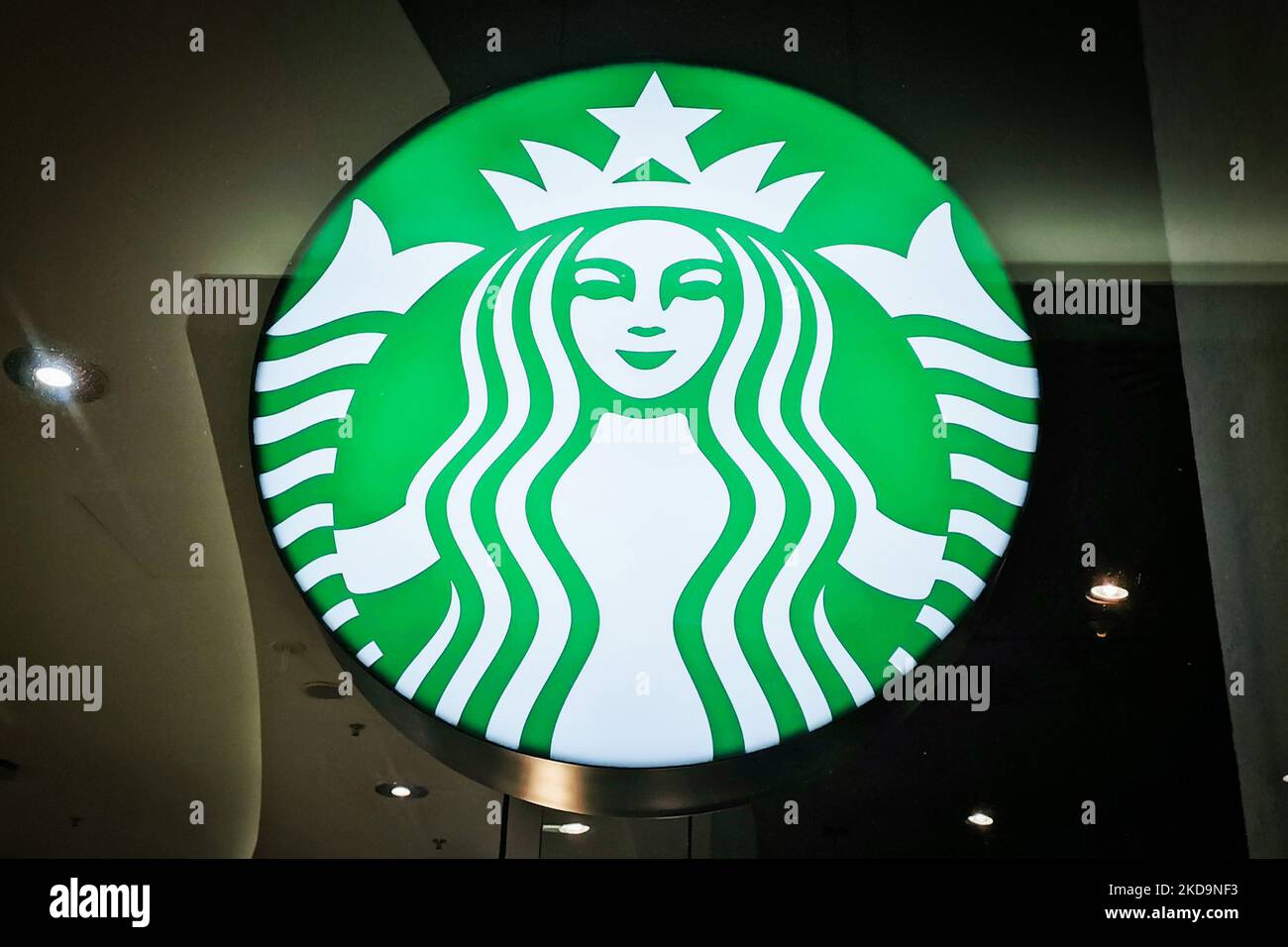 Starbucks Coffee logo is seen at a shopping mall in Krakow, Poland on ...