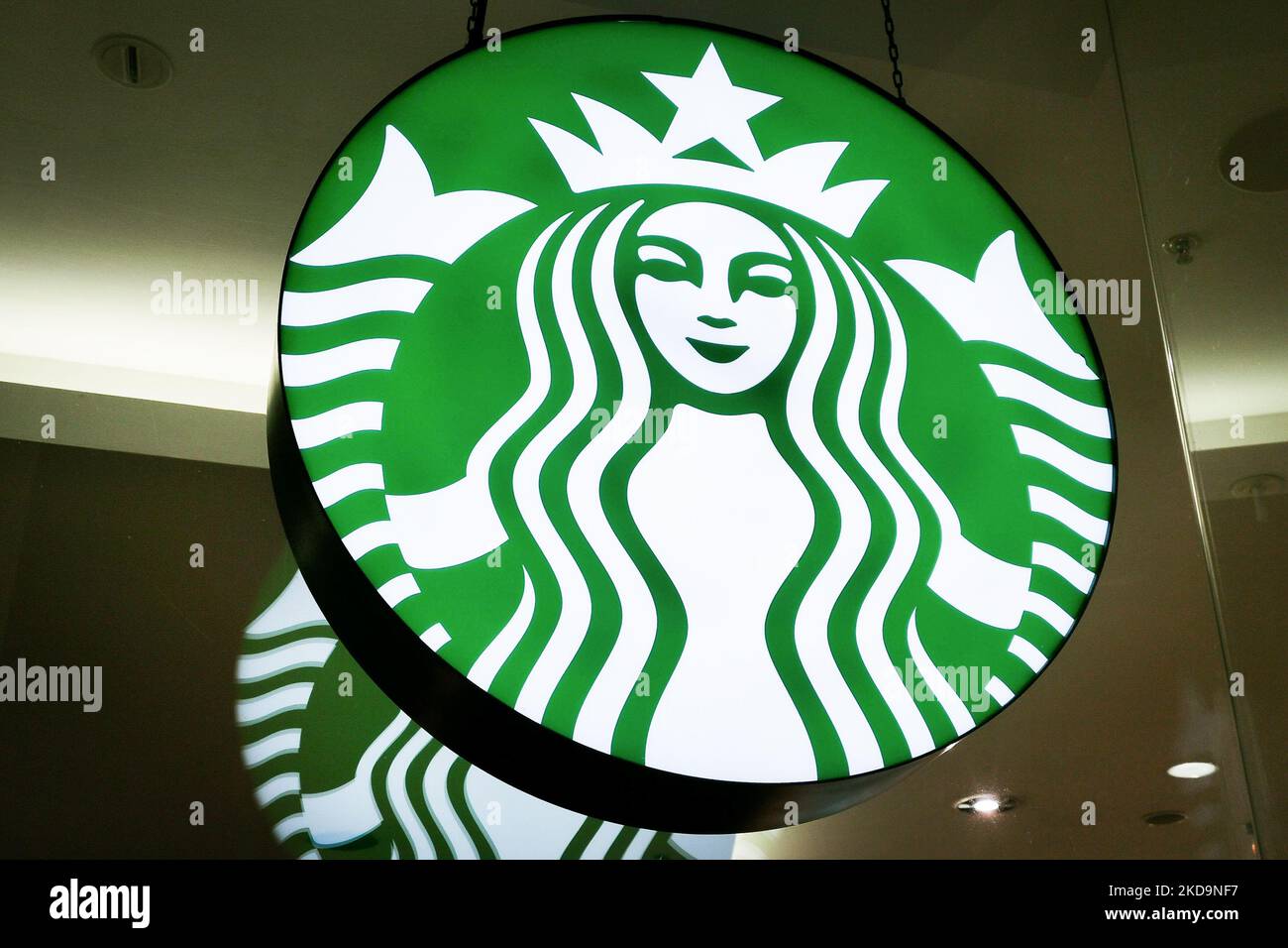 Starbucks Coffee logo is seen at a shopping mall in Krakow, Poland on ...