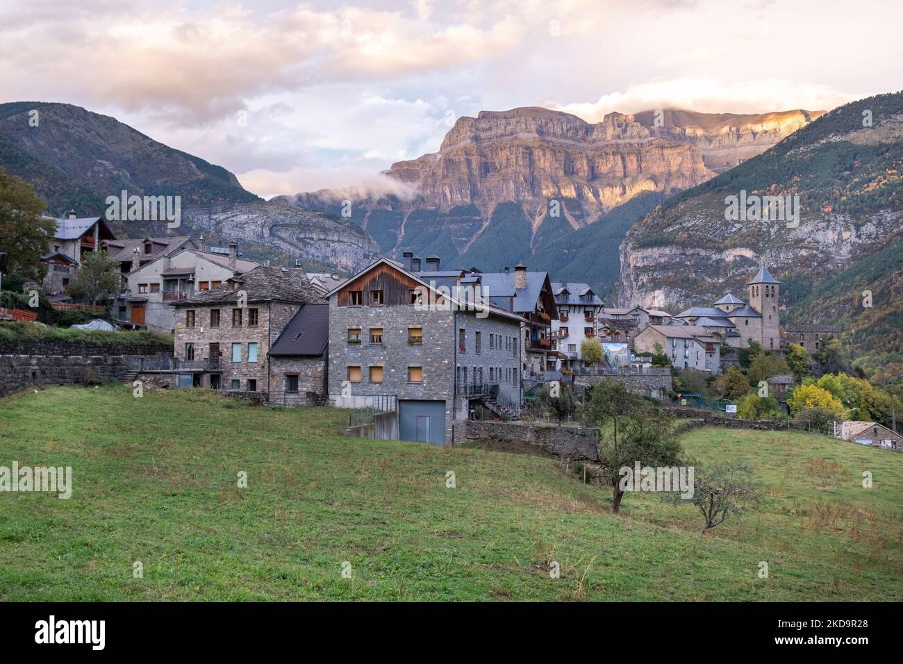 The Mountain Town of Torla in the Ordesa y Monte Perdido National Park ...