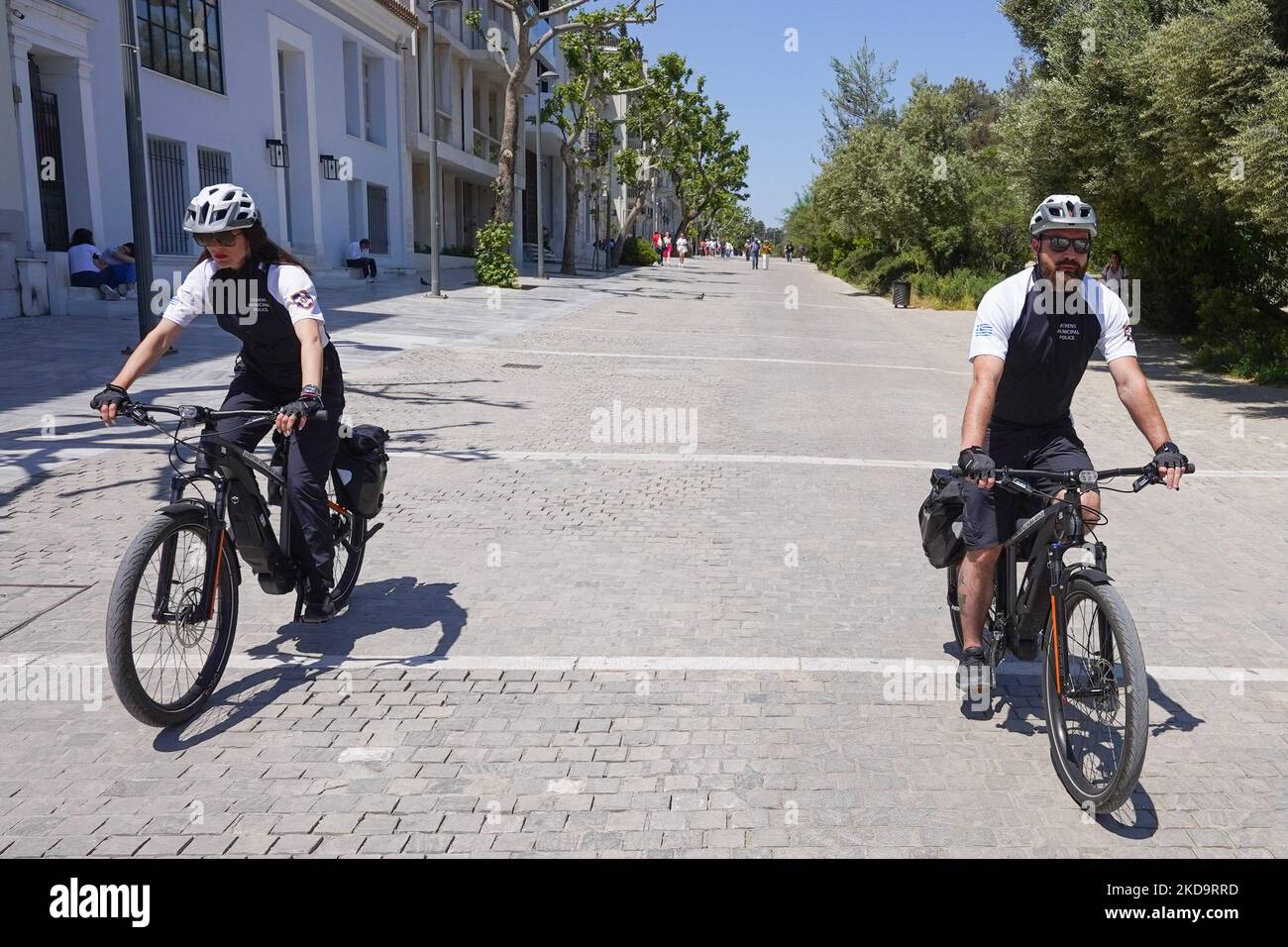 Athens municipal police patrolling the streets of Athens on 12 May 2022 ...
