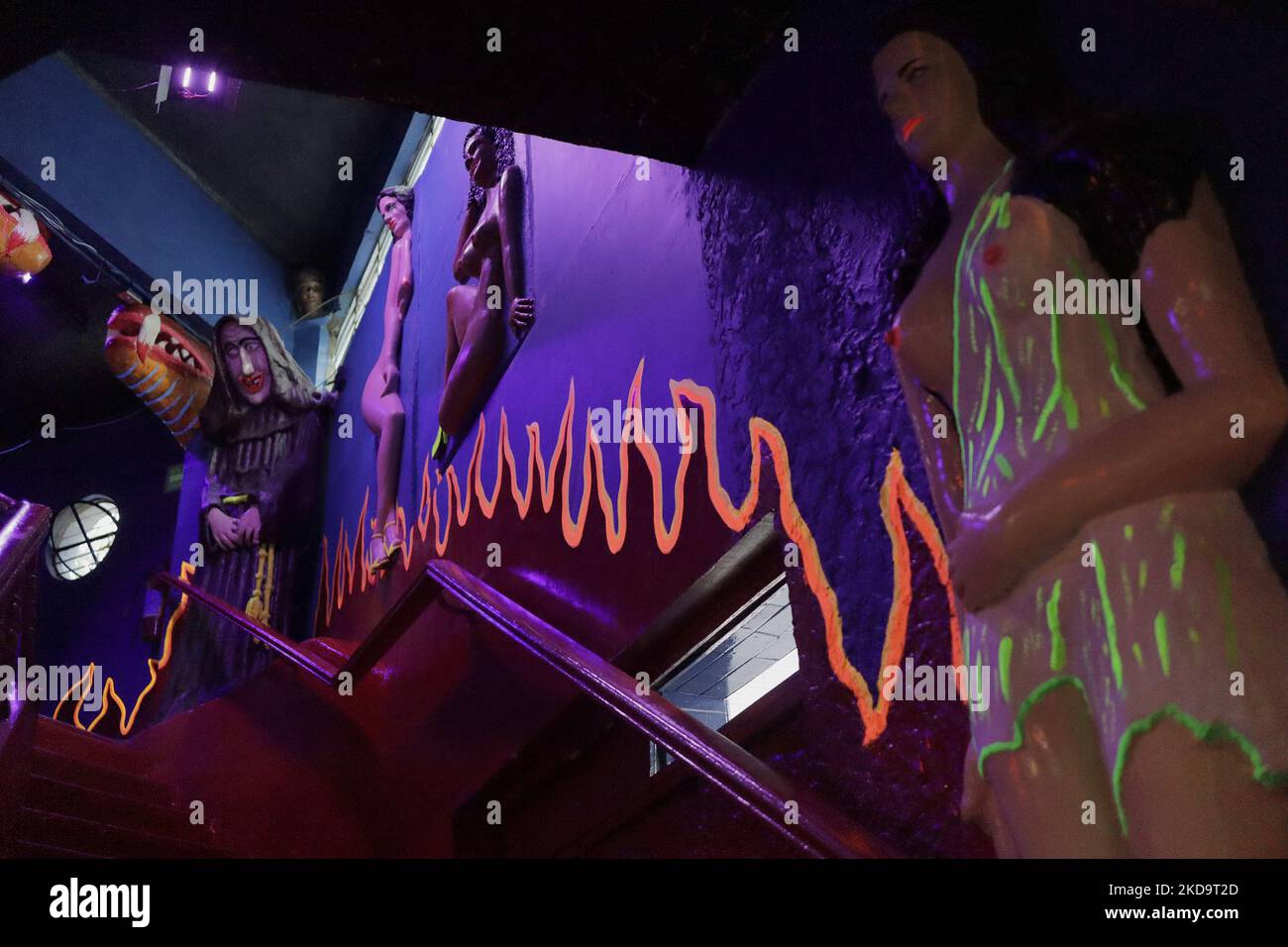 View inside the Barba Azul cabaret bar in Mexico City, after being ...