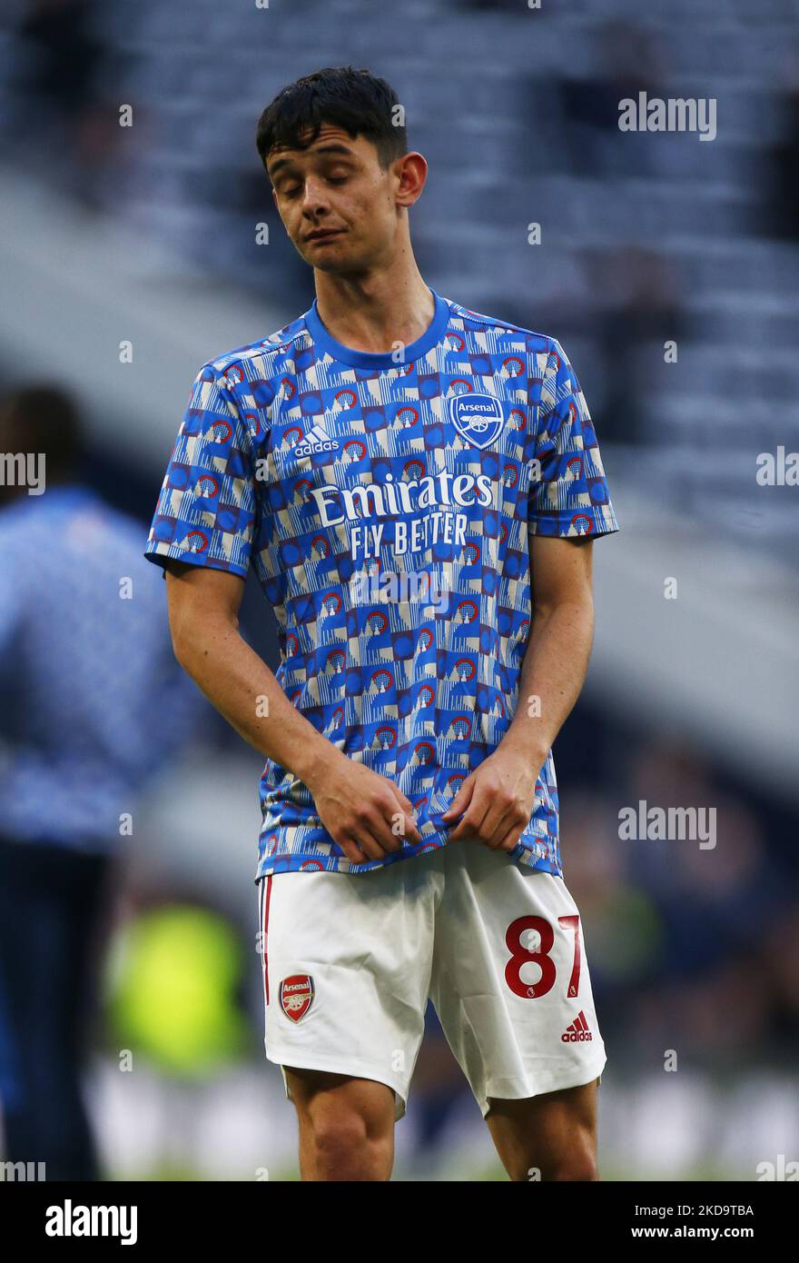 Charlie Patino of Arsenal during the pre-match warm-up during Premier ...
