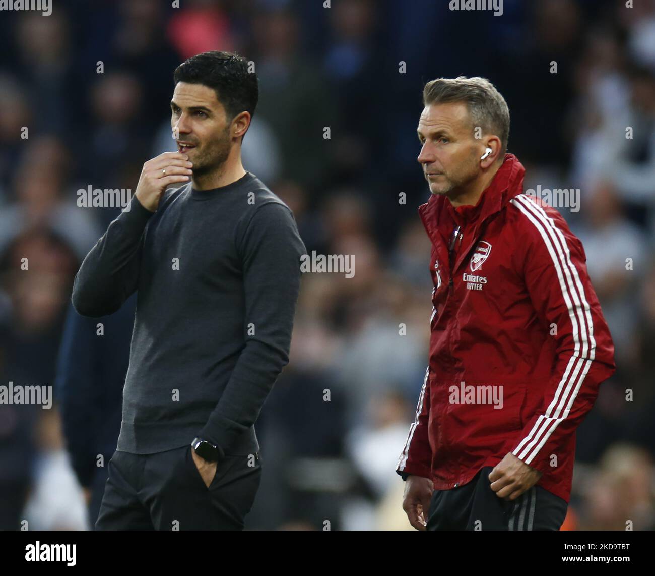 L-R Mikel Arteta manager of Arsenal and Assistant coaches Albert ...