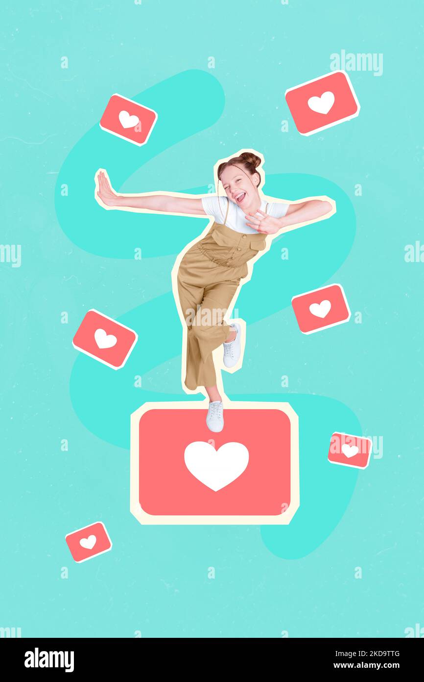 Photo cartoon comics sketch picture of cheerful positive lady having ...