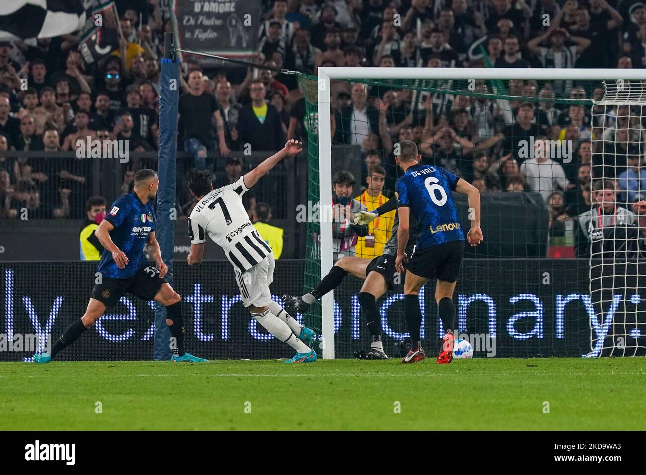 Dusan Vlahovic Of Juventus Fc Score Goal During Fc Juventus Against Fc