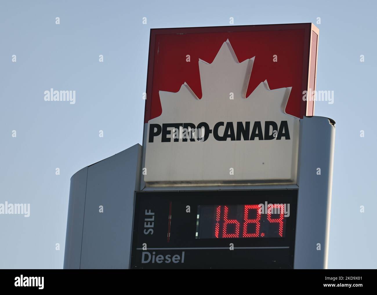 Petro-Canada logo outside a gas station in South West Edmonton area. On ...