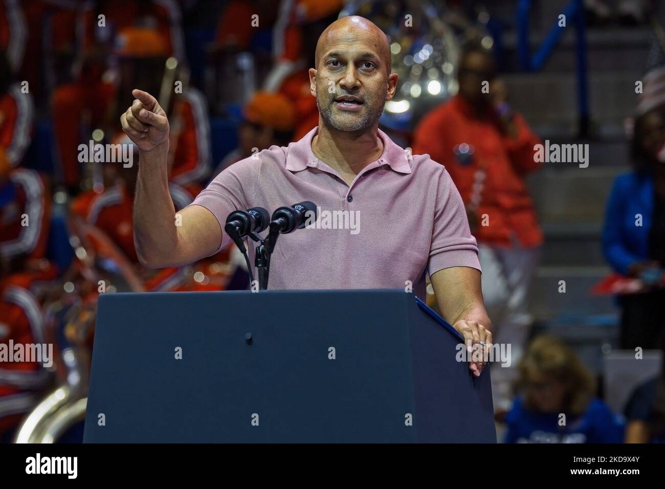The actor Keegan-Michael Key speaking on stage at Florida Memorial ...