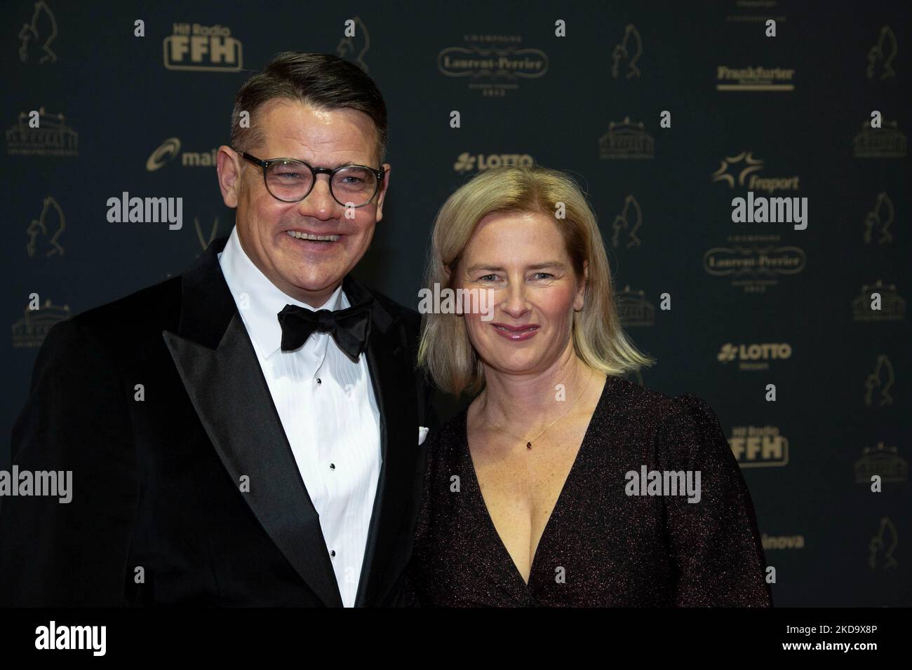 Voris RHEIN, Prime Minister of Hesse, with his wife Tanja, red carpet ...