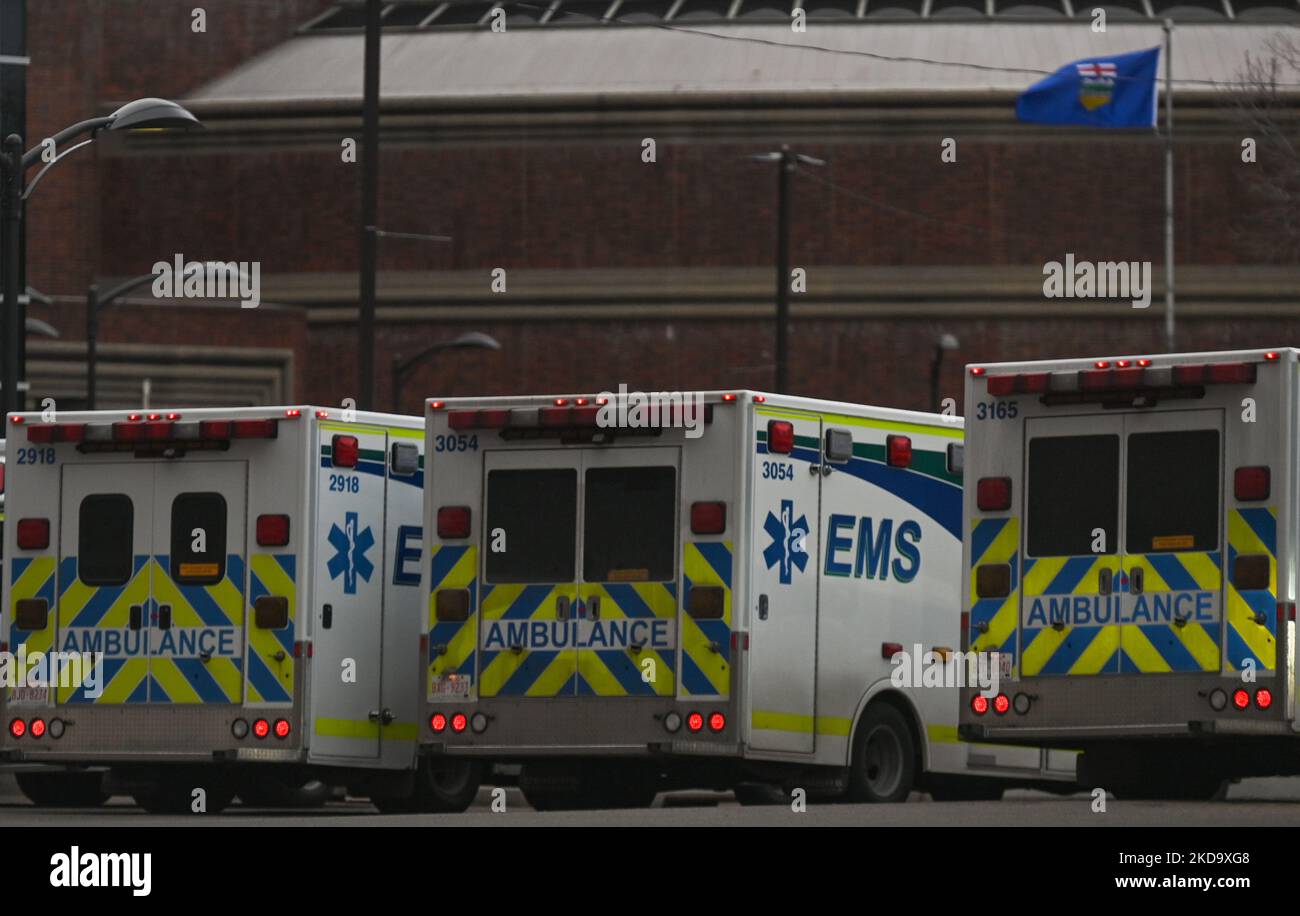 Ambulances seen outside the Emergency Department at Edmonton's Walter C ...