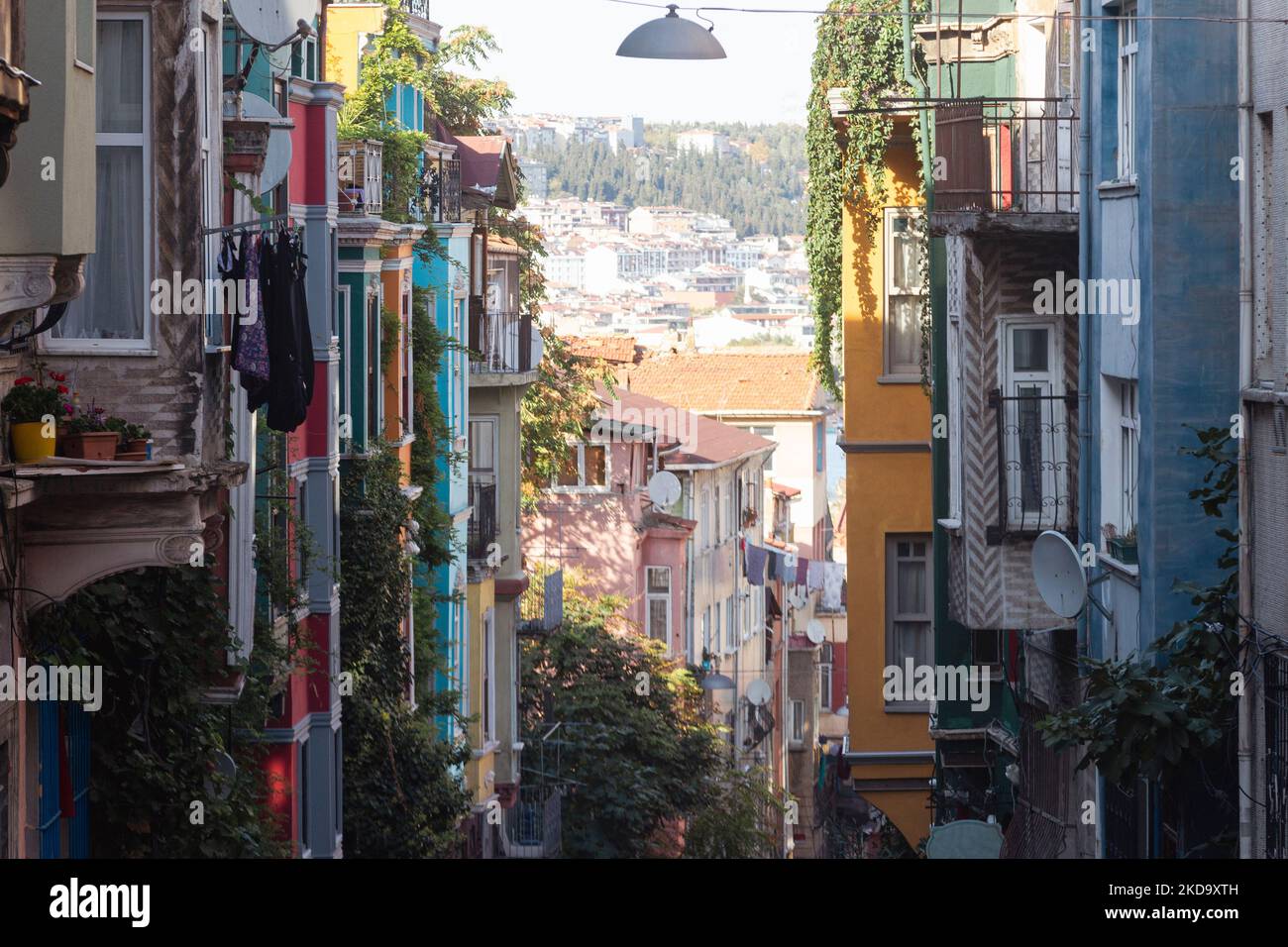 a houses of different colors in balat fatih Istanbul, turkey Stock ...