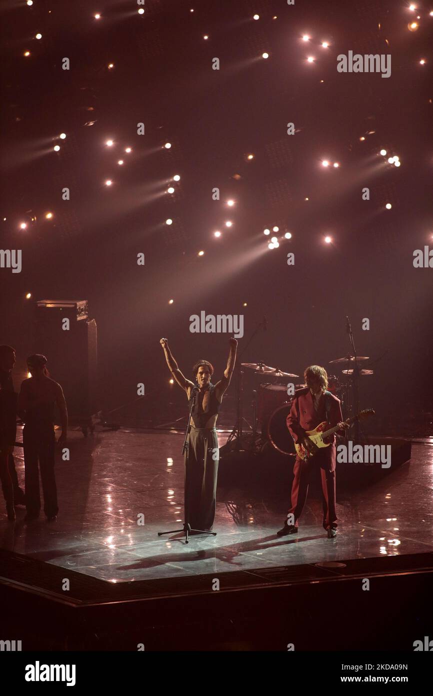 The Maneskin performing during the Eurovision Song Contest Grand Final ...