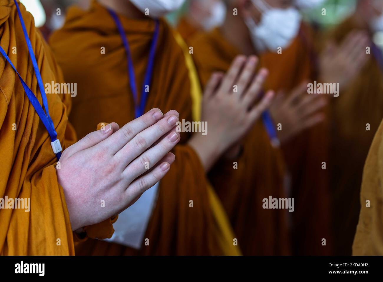 Buddhist monks offer prayers during Api Abadi Mrapen procession as a ...