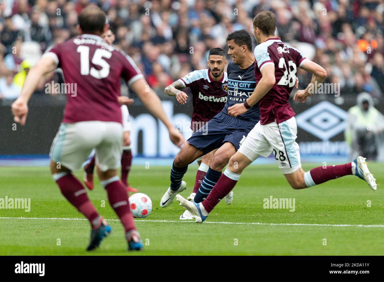 Rodri of Manchester City shoots during the Premier League match between ...