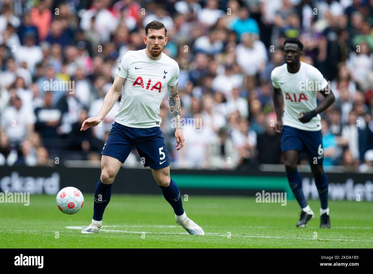 Pierre-Emile Hojbjerg of Tottenham controls the ball during the Premier ...
