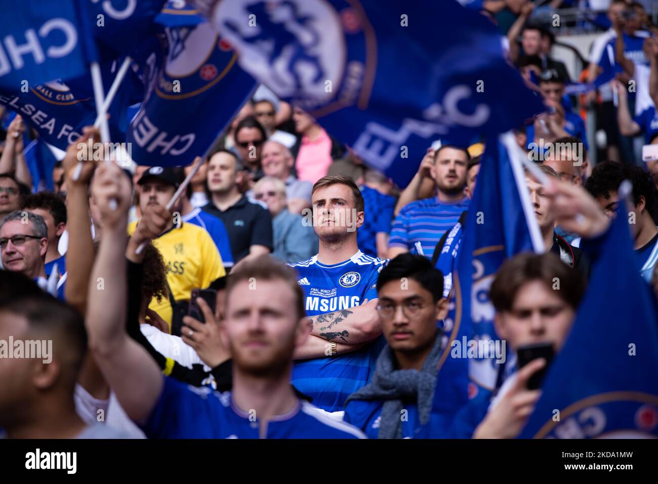Chelsea fan looks on during the FA Cup Final between Chelsea and ...