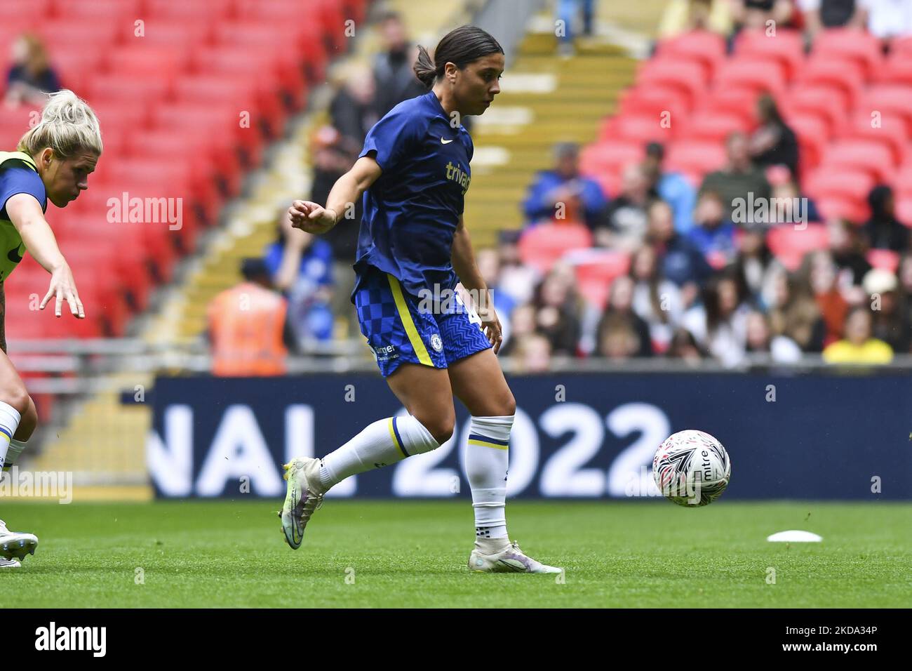 Sam Kerr of Chelsea warming up before the Women's FA Cup Final between ...