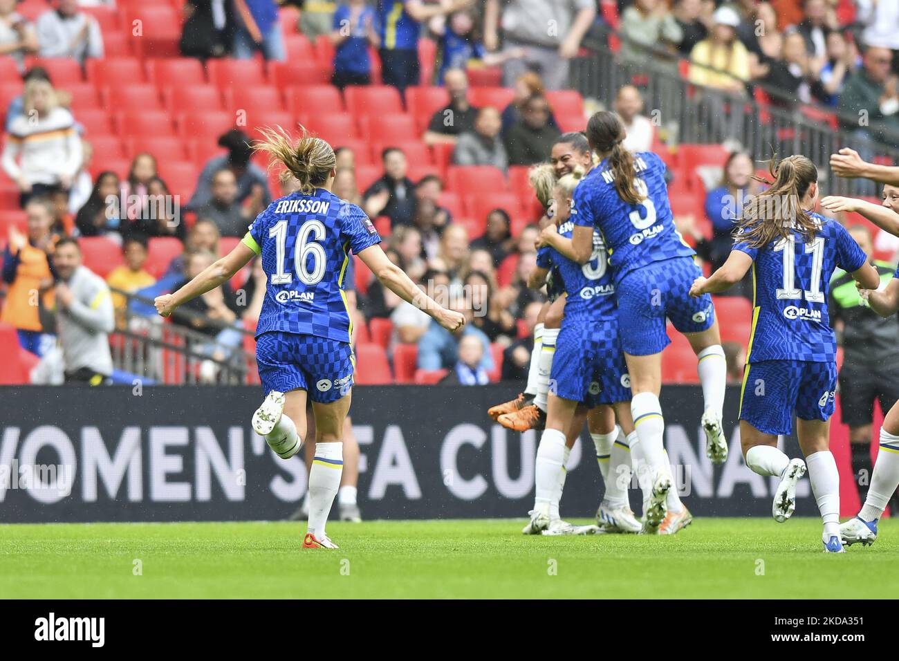 Magdalena Eriksson of Chelsea celebrates the team's first goal during ...