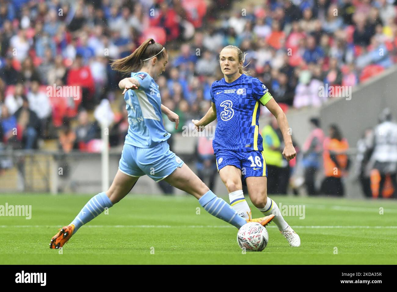 Magdalena Eriksson of Chelsea in action with Keira Walsh of Manchester ...