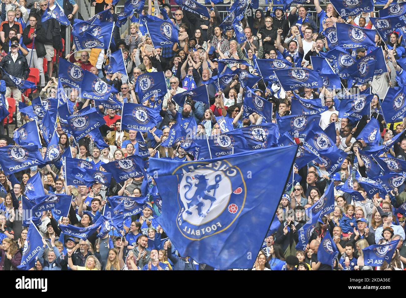 Chelsea fans celebrating the team's first goal during the Women's FA ...