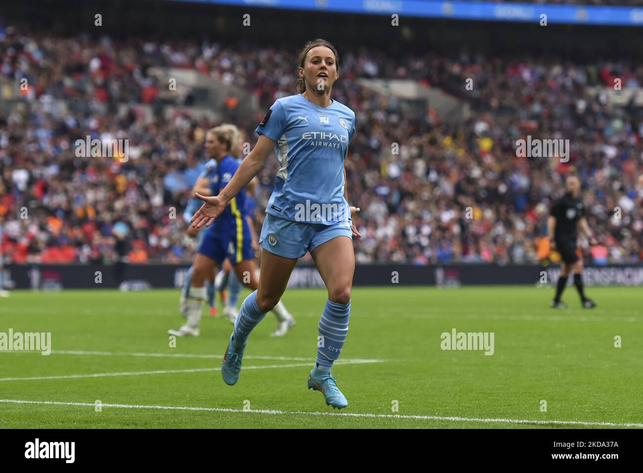 Hayley Raso Of Manchester City Celebrates After Scoring His Teams