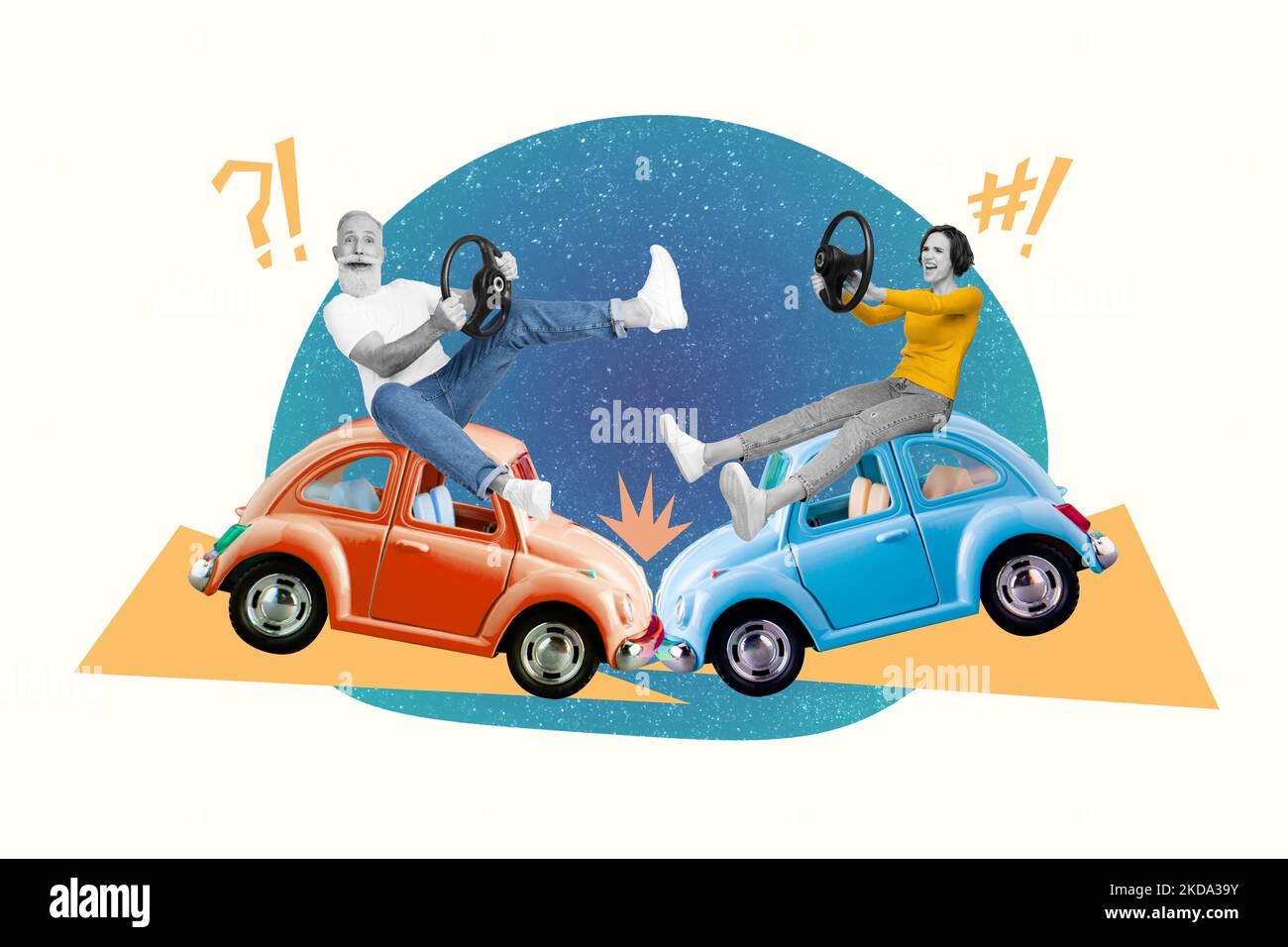 Picture banner collage of two people man lady violate road laws involve ...