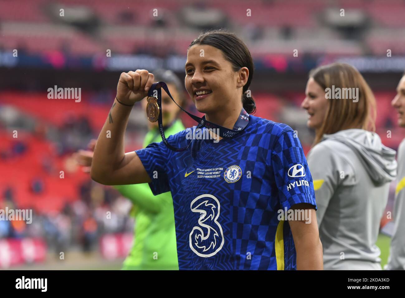 Sam Kerr of Chelsea celebrating after the Women's FA Cup Final between ...