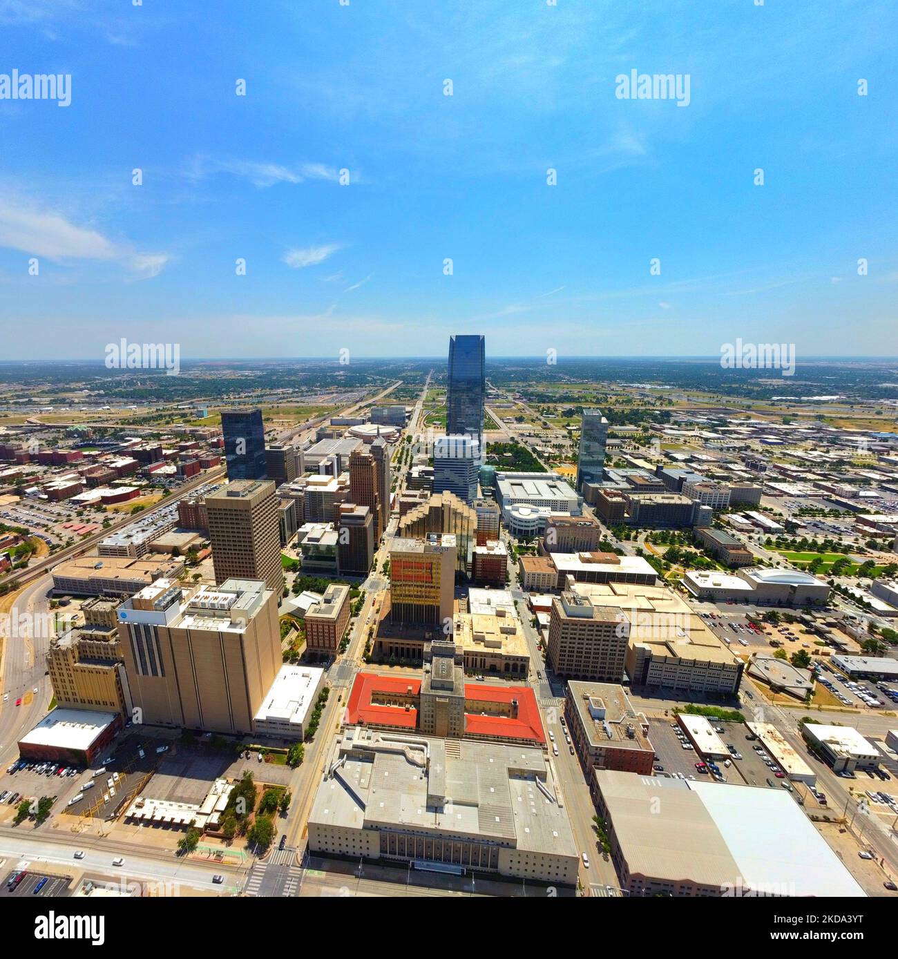 An aerial view of cityscape Oklahoma surrounded by buildings Stock ...