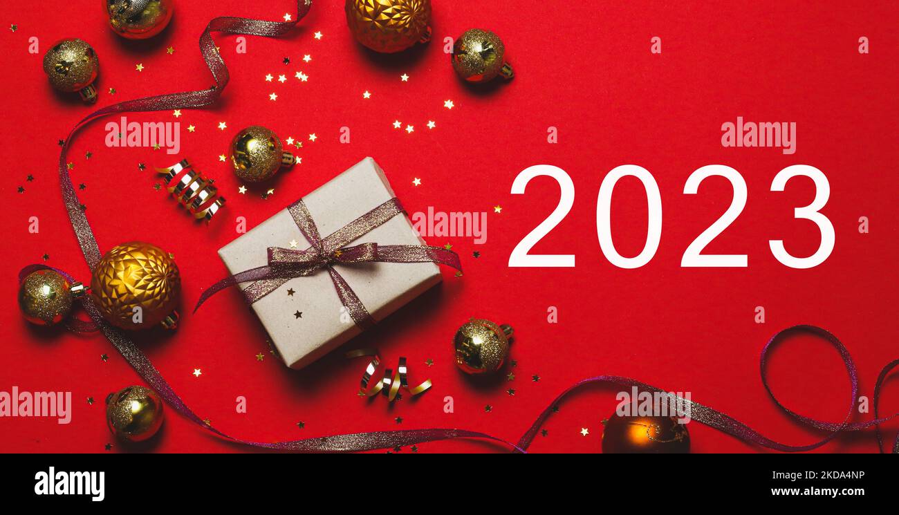 Merry Christmas and 2023 Happy Holidays greeting card, frame, banner ...