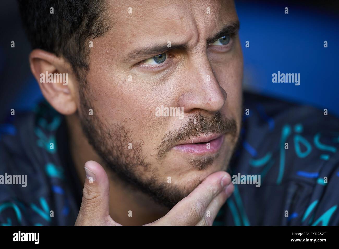 Eden Hazard of Real Madrid sitting on the bench the LaLiga Santander ...