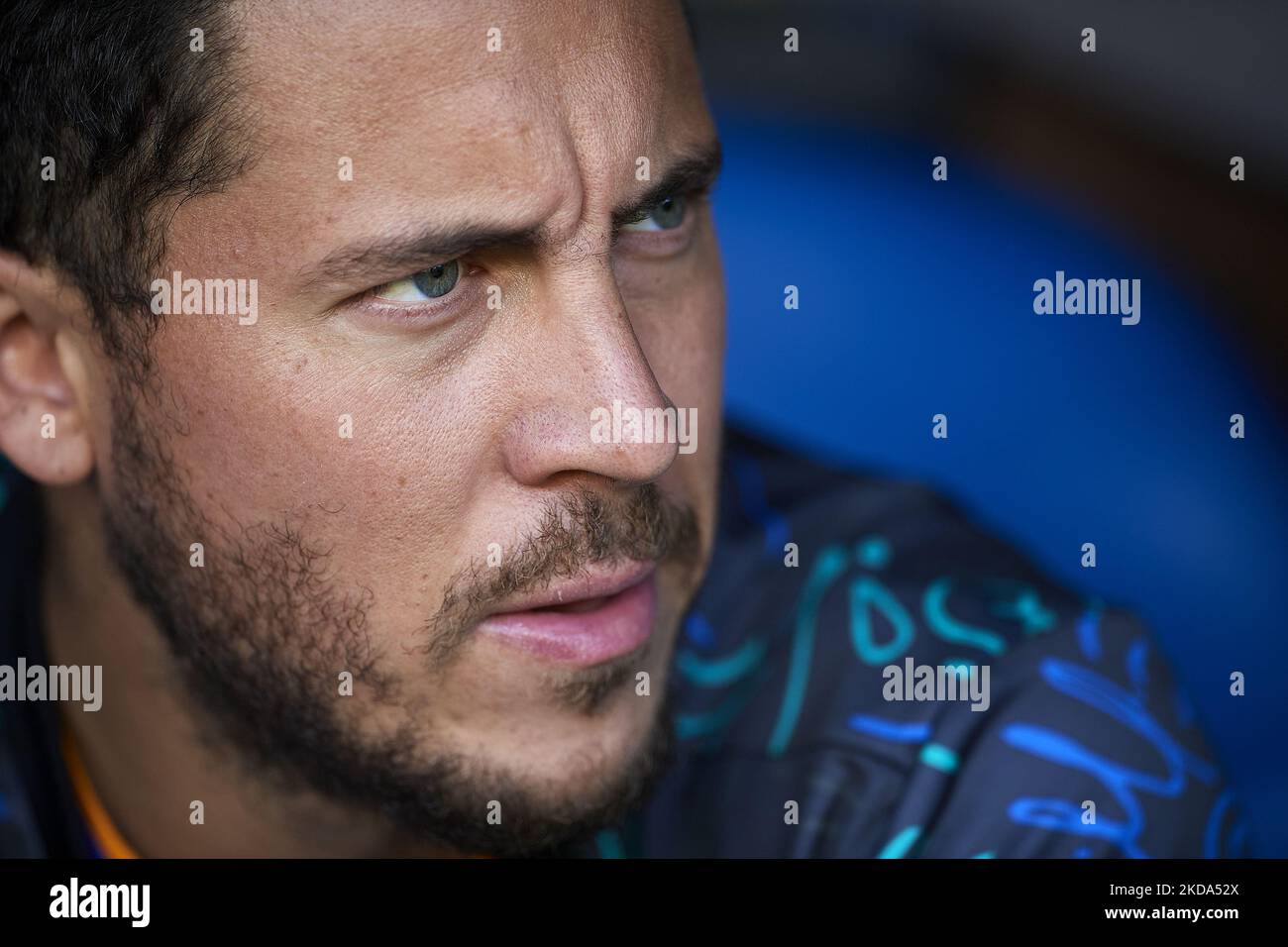 Eden Hazard of Real Madrid sitting on the bench the LaLiga Santander ...