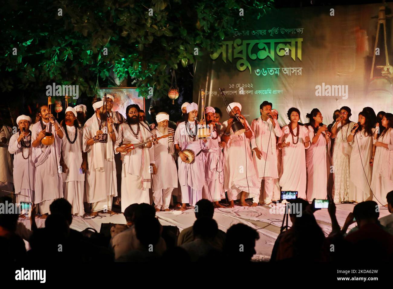 Baul musicians perform at an event organized by Bangladesh shilpokola ...