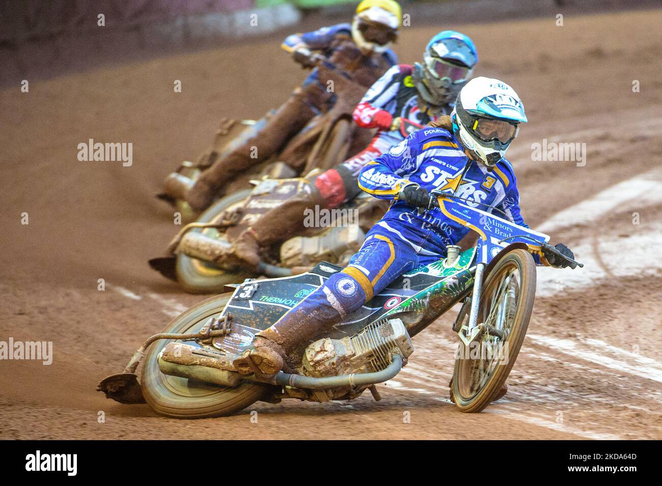 Richard Lawson (White) leads Norick Blödorn (Blue) and Lewis Kerr ...