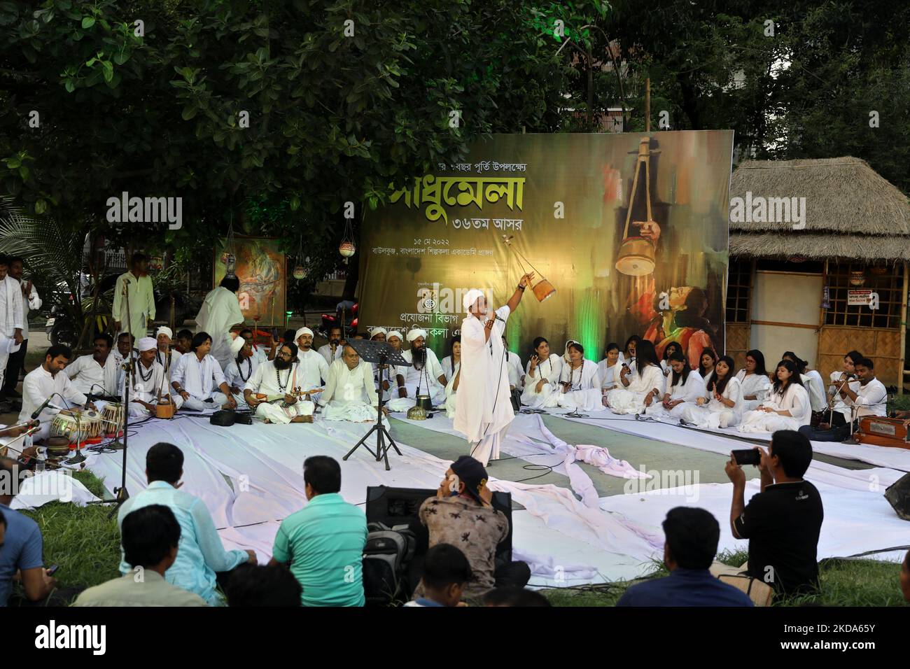 Baul musicians perform at an event organized by Bangladesh shilpokola ...