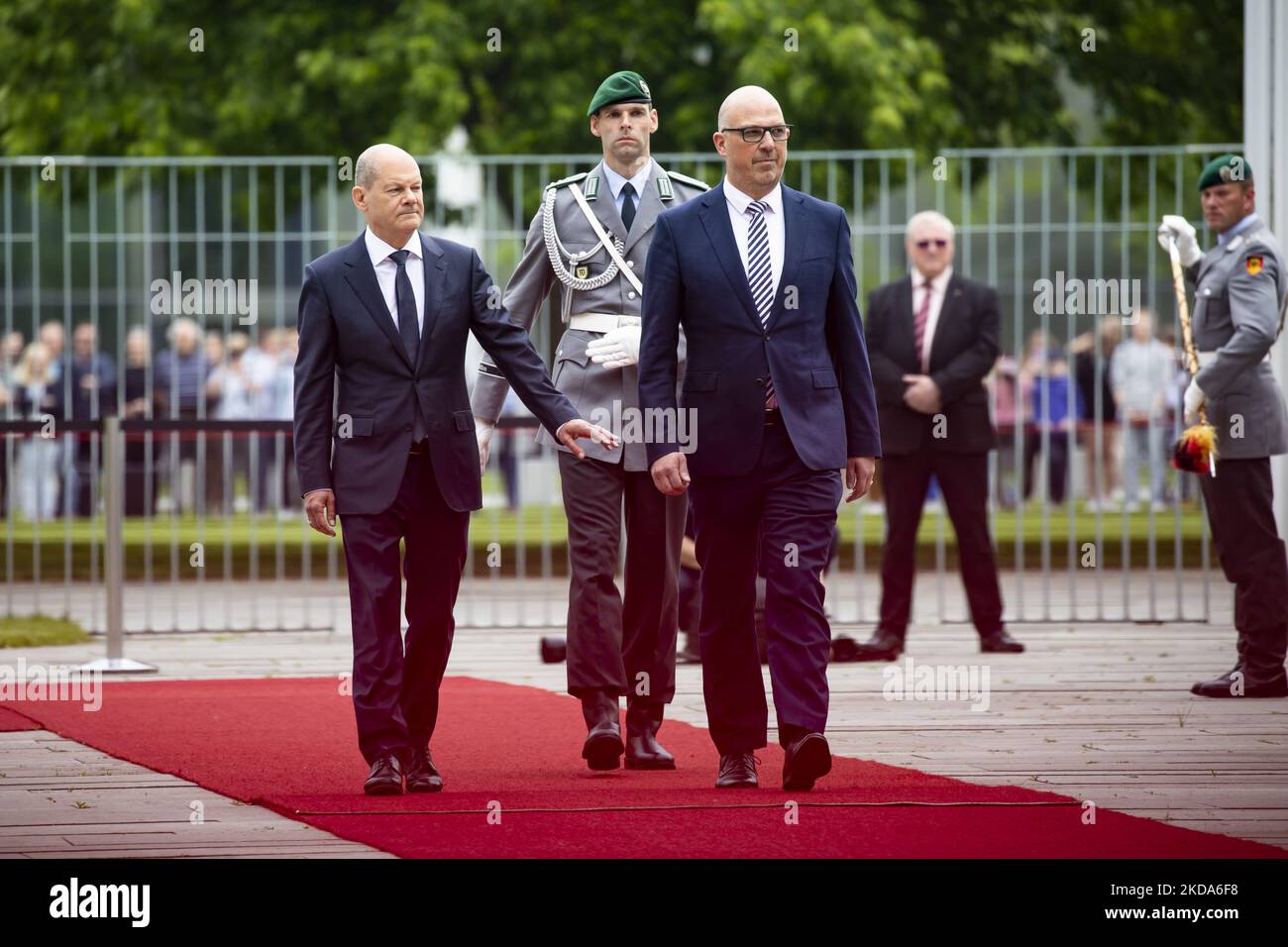 German Chancellor Olaf Scholz (L) and Prime Minister of Liechtenstein ...