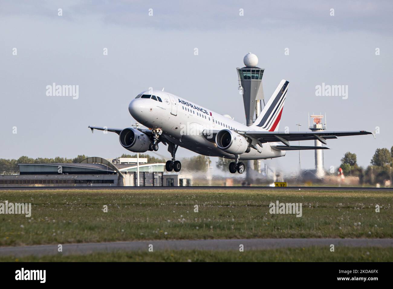 Air France Airbus A318 aircraft as seen during take off and flying ...
