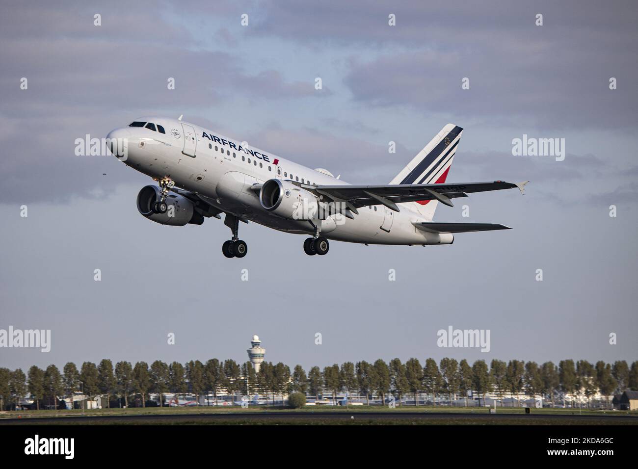 Air France Airbus A318 aircraft as seen during take off and flying ...