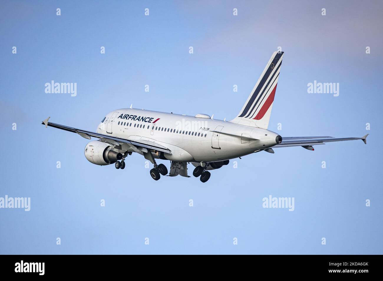 Air France Airbus A318 aircraft as seen during take off and flying ...
