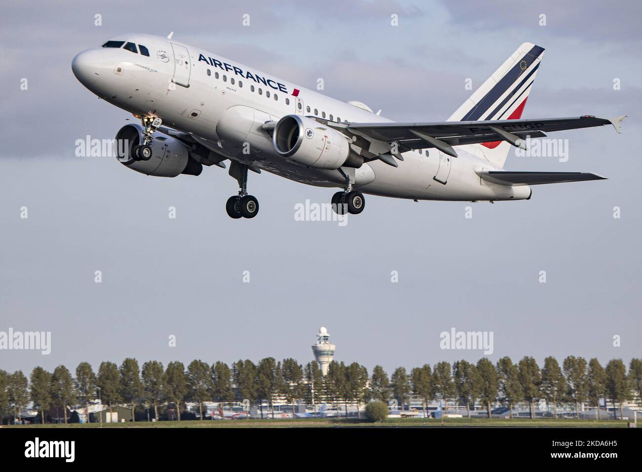Air France Airbus A318 aircraft as seen during take off and flying ...
