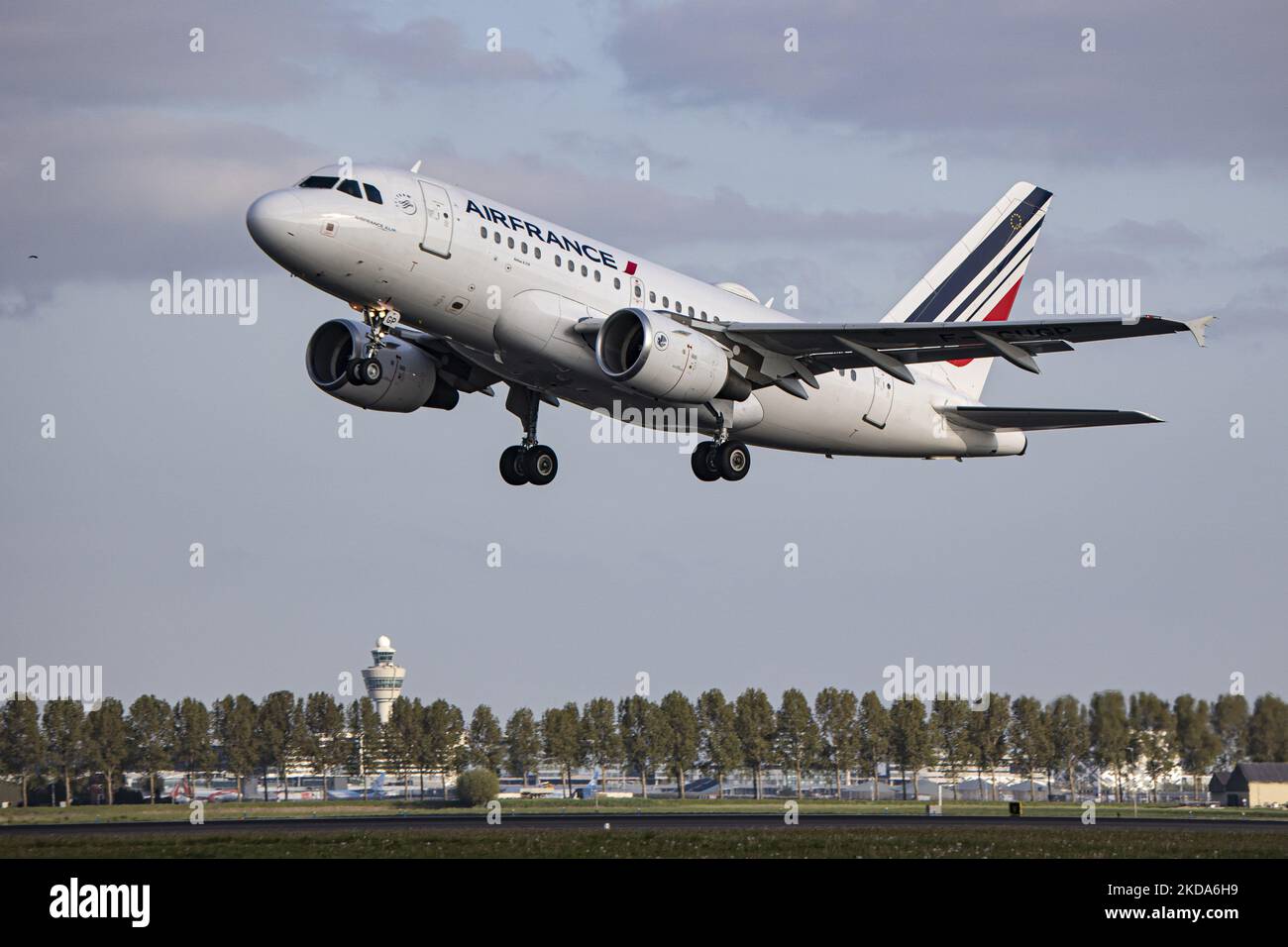 Air France Airbus A318 aircraft as seen during take off and flying ...