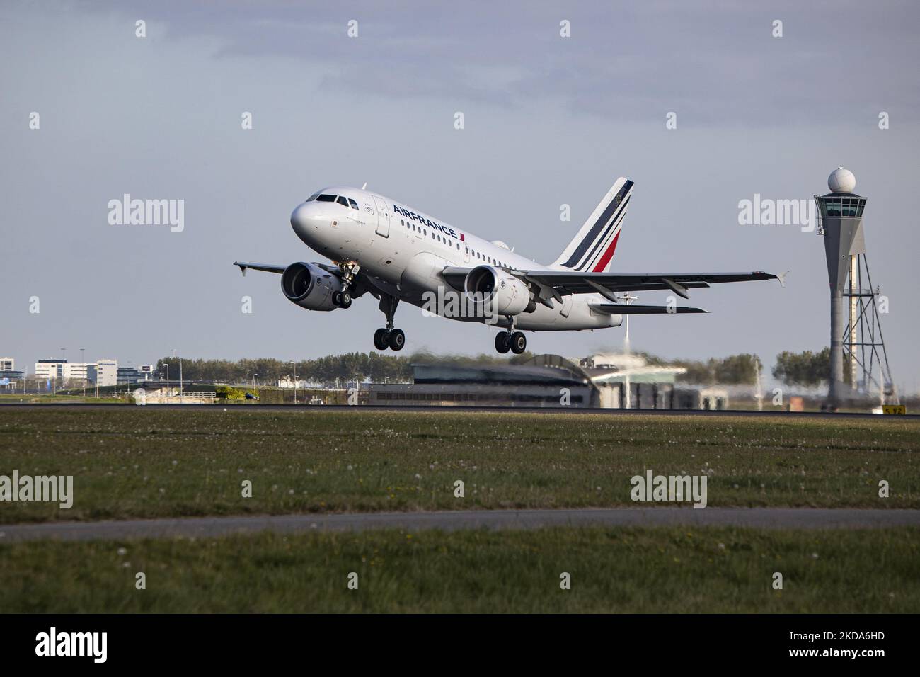 Air France Airbus A318 aircraft as seen during take off and flying ...