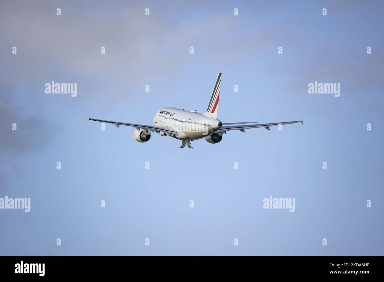 Air France Airbus A318 aircraft as seen during take off and flying ...